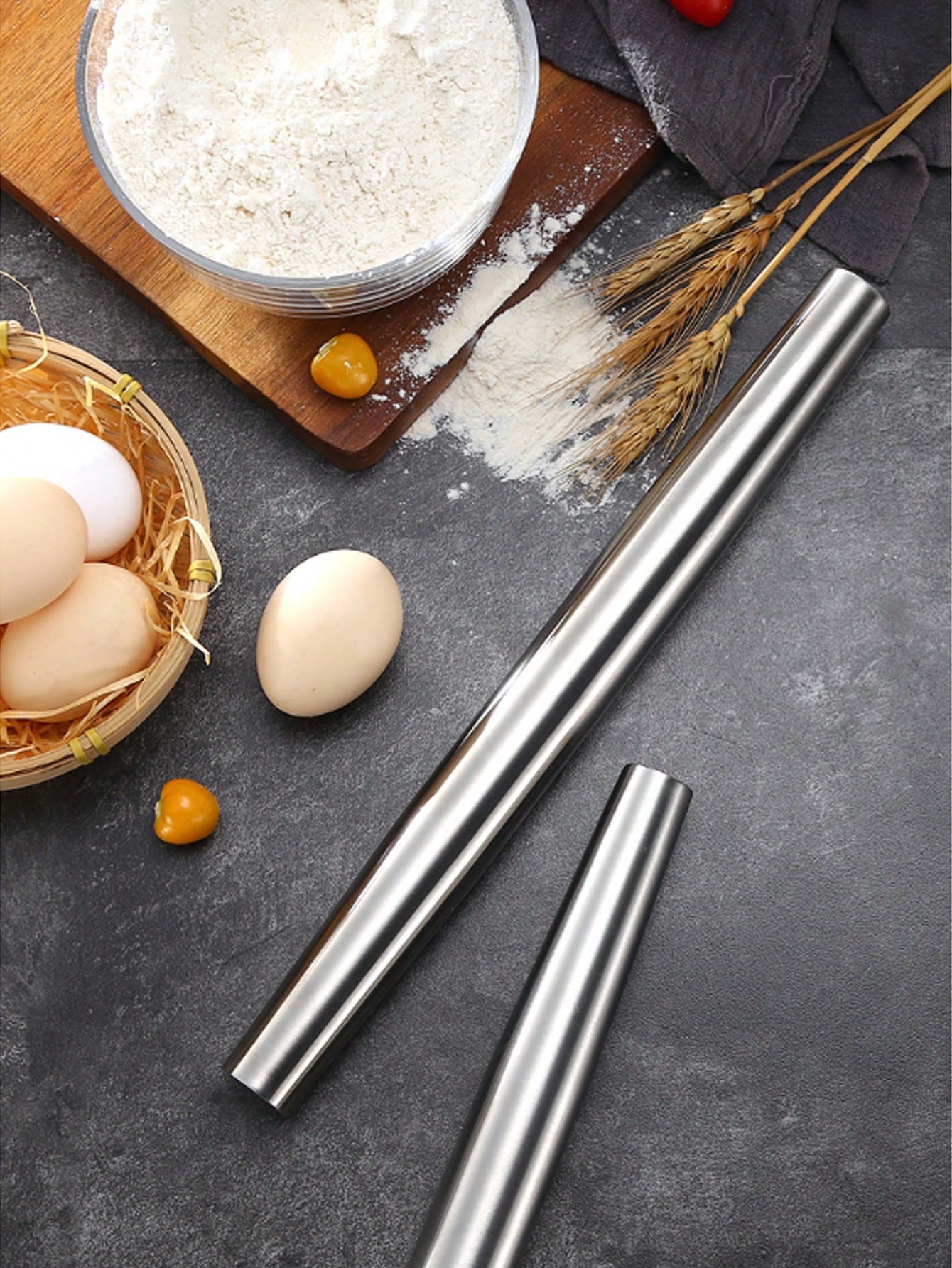 Stainless Steel Rolling Pin, Kitchen Baking Utensil For Rolling Dough ...