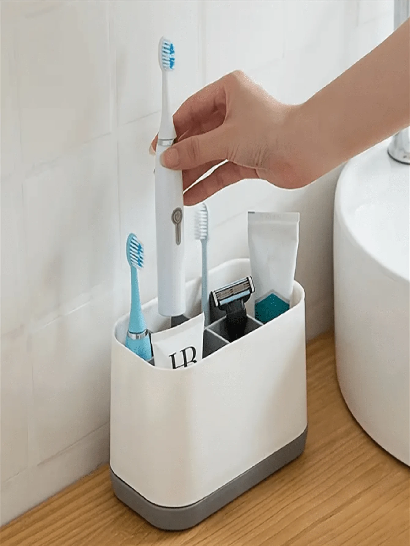 Multi-Functional Grey Plastic Storage Rack For Bathroom And Kitchen ...