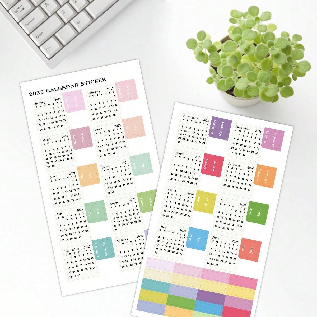 2 Sheets 2025 Schedule Calendar Stickers, Monthly Planner Binders Index ...