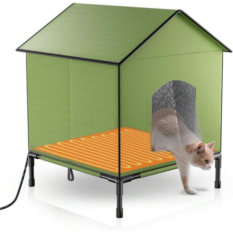Outdoor Cat House Weatherproof, Winter Heated Cat House Shelter For ...
