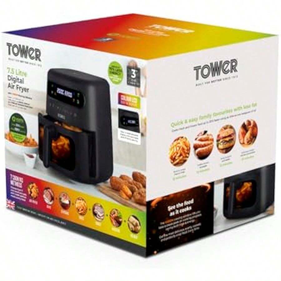 7.5L Air Fryer With Colour Digital Display Digital Control Panel And 7 ...