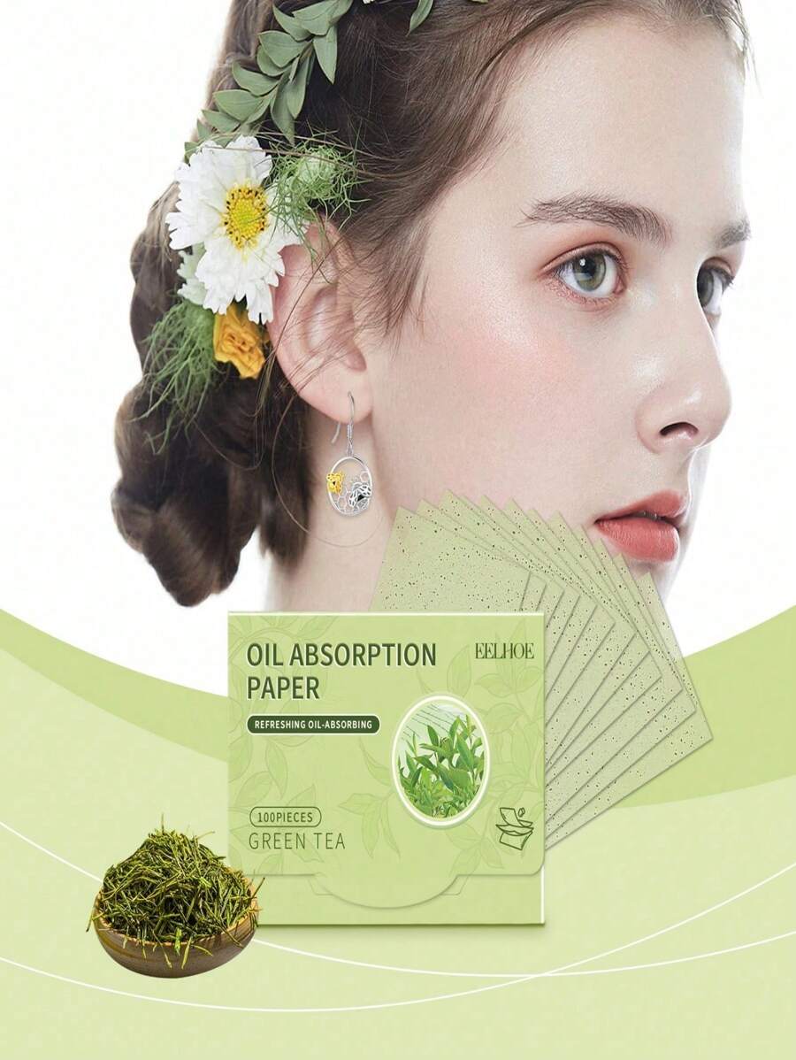 Face Blotting Paper With Powder Puff & Mirror, Oil Absorbing ...