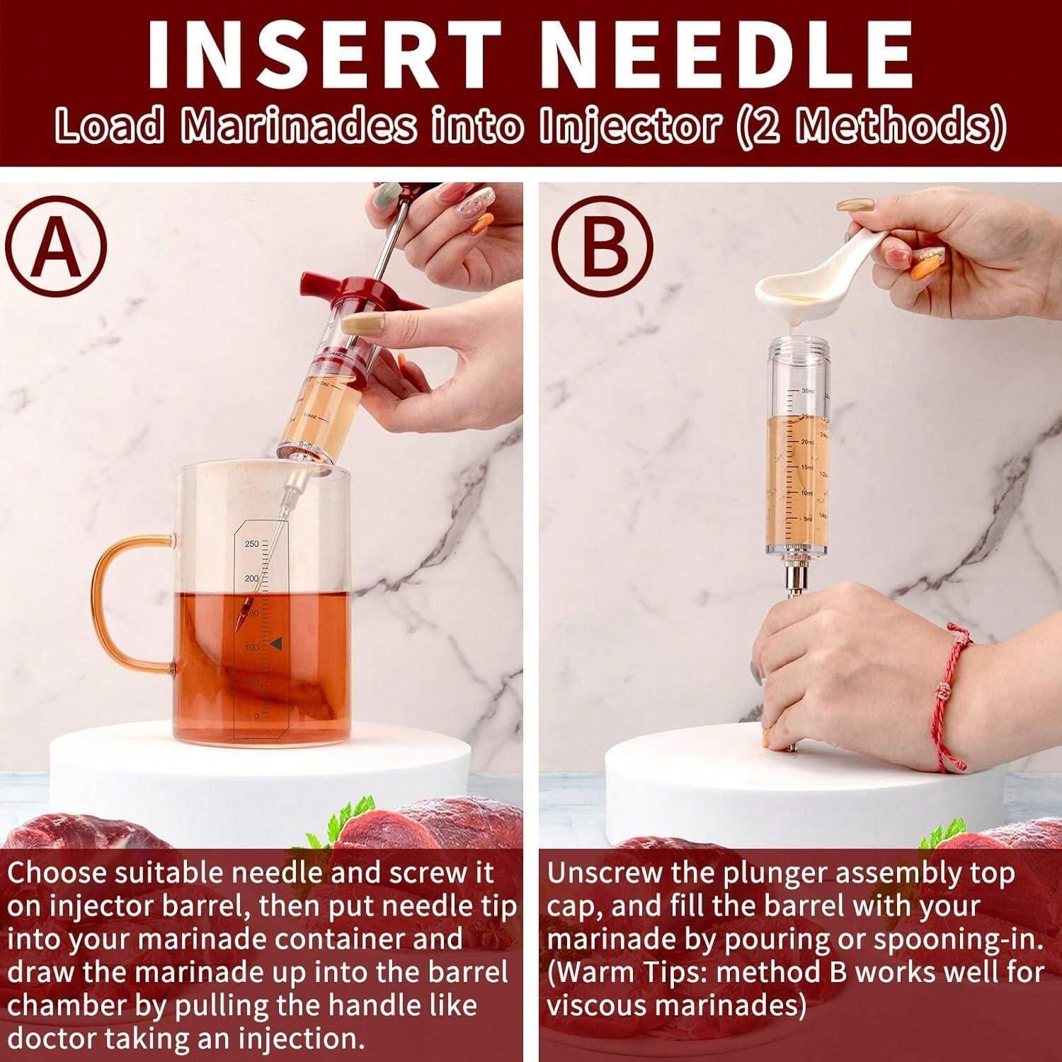 Meat Injector, 1-Oz Marinade Flavor Injector For Turkey, Chiecken ...