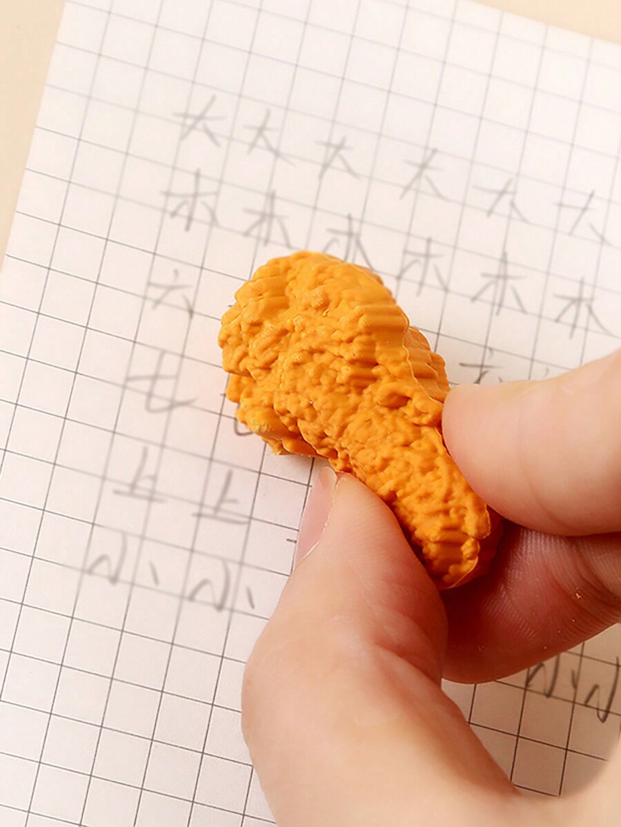 9pcs/Set Creative Cartoon Fried Chicken Bucket Erasers, Realistic Mini ...