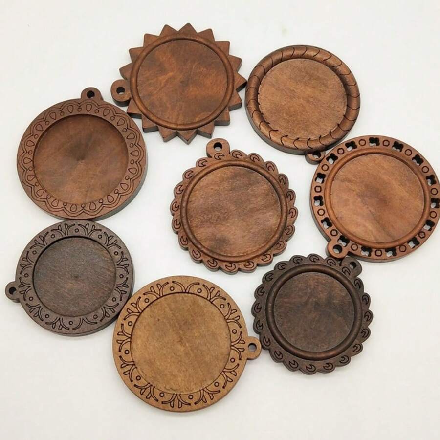 LIXUN 12 Pieces Of Bezel Set Pendant Tray, Square Wooden And Glass ...