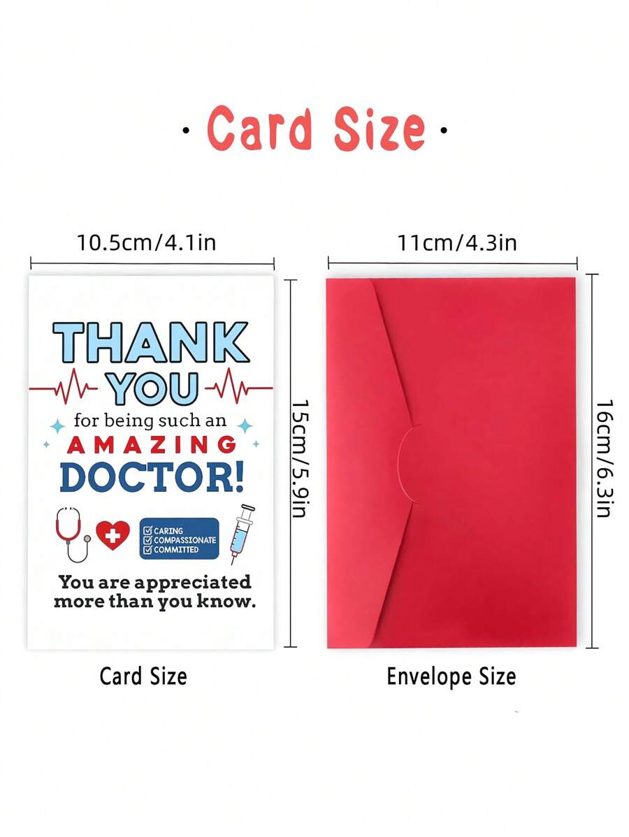 Appreciation Doctor Thank You Card With Envelope - Perfect For Medical ...