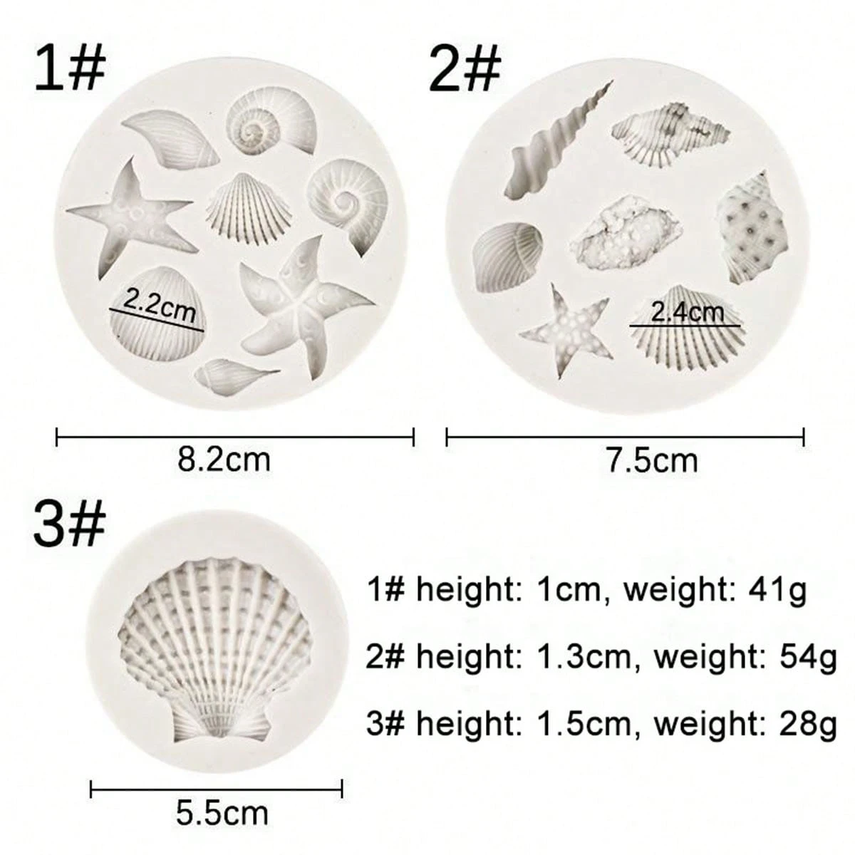 Silicone Resin Casting Molds Set Of 3, Asymmetric Sea Shells Starfish ...
