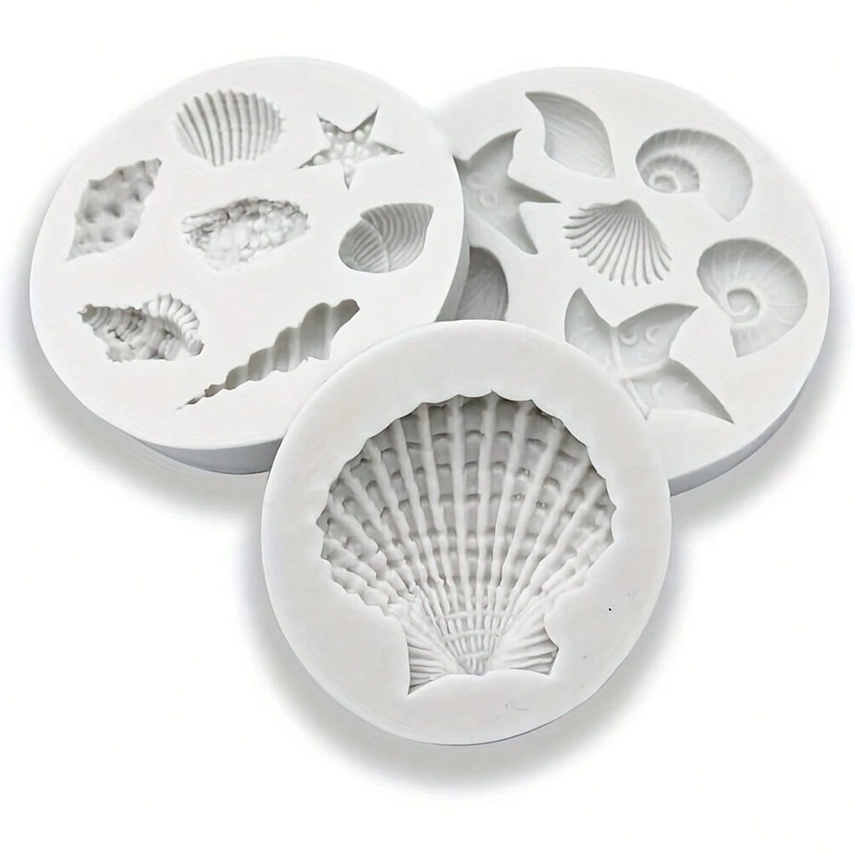Silicone Resin Casting Molds Set Of 3, Asymmetric Sea Shells Starfish ...