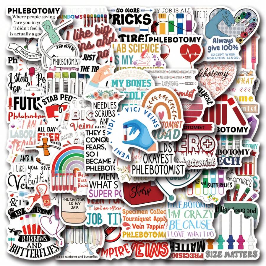 62PCS Phlebotomy Stickers Vinyl Stickers Scrapbook, Journaling, Laptop ...