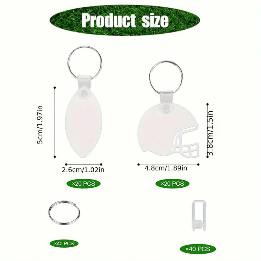 120pcs Blank Sublimation Sports Themed Keychains, Football Helmet ...