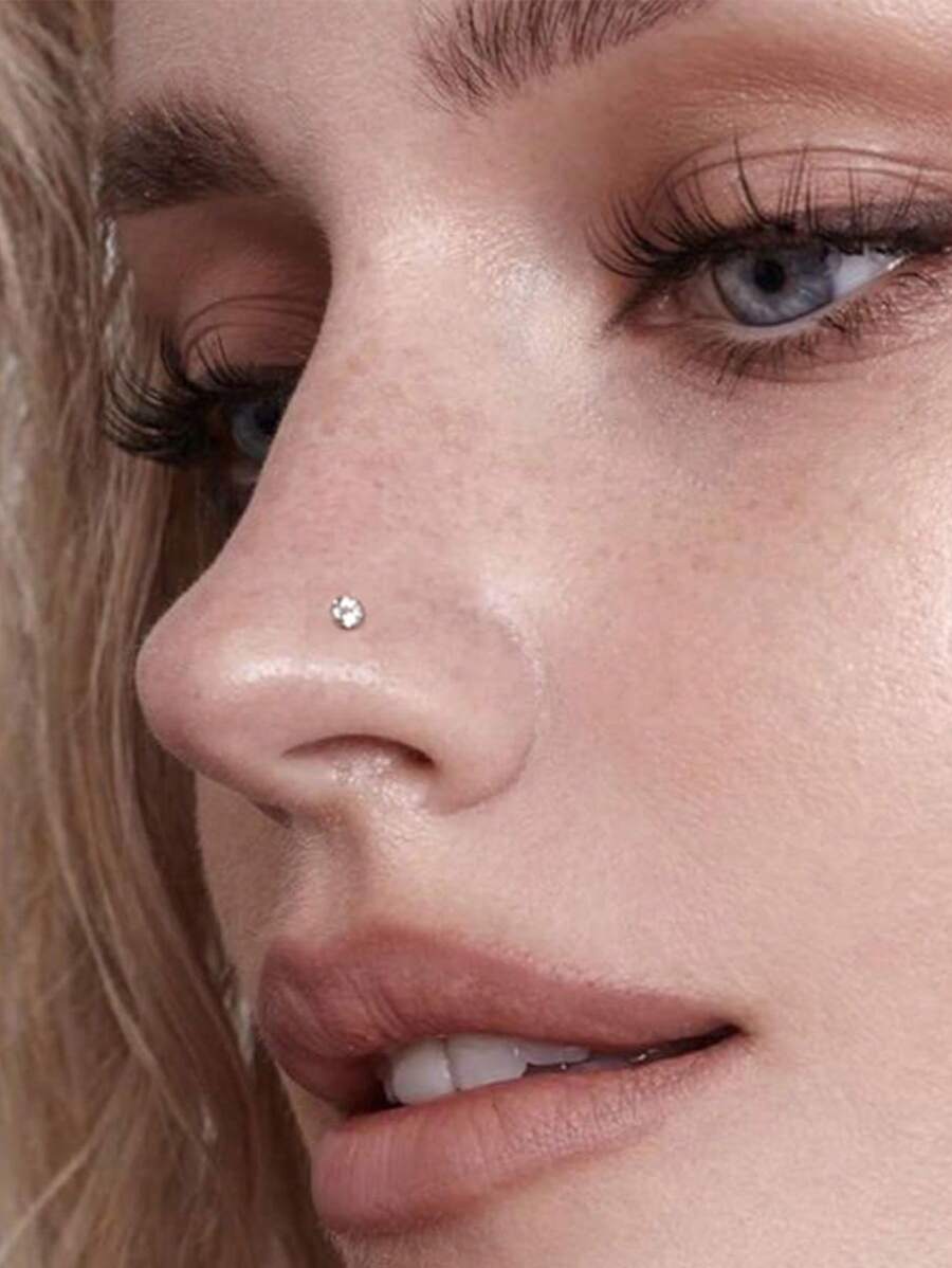 CIZME 6pcs Silvery Nose Studs Stainless Steel Nose Stud Pack 20G L ...