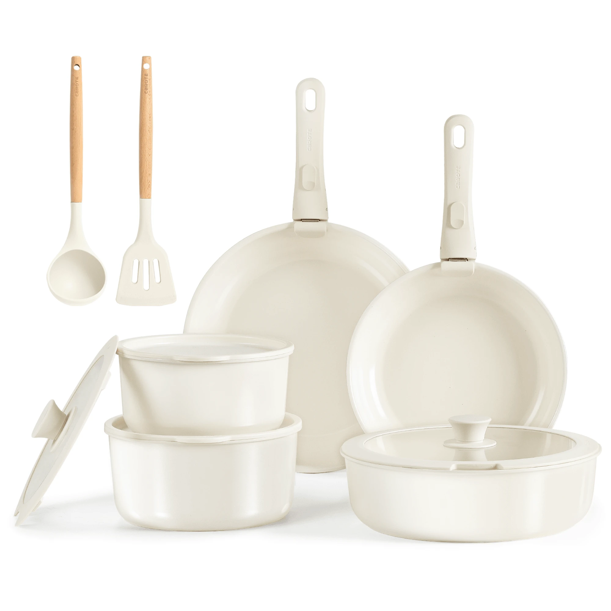 CAROTE 13-Piece Ceramic Cookware Set, Detachable Handle Pots And Pans ...