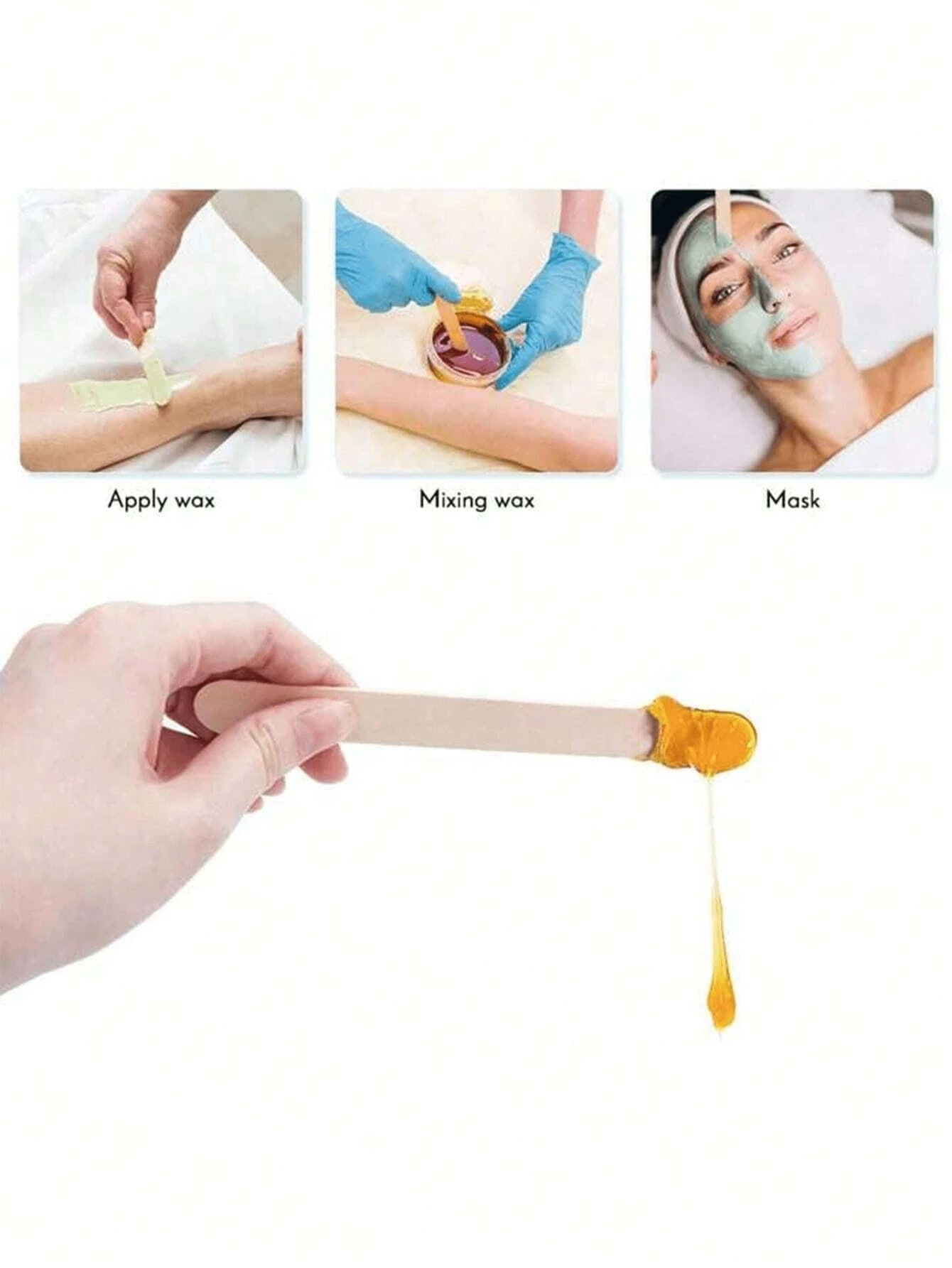 200pcs-114mm Waxing Wooden Stick, Wooden Wax Scraper Applicator, Body ...