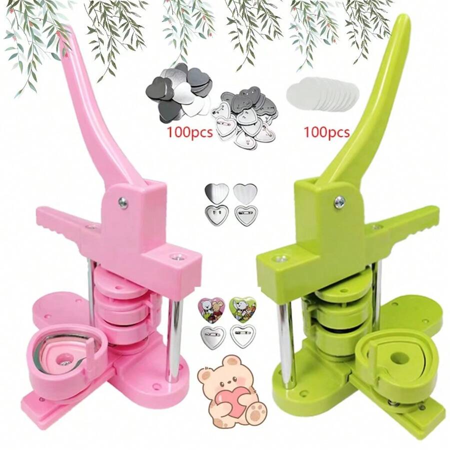 Heart-Shaped Pressing Badge Metal Toy, DIY Badge Maker Machine, Cute ...