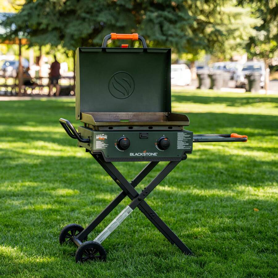 Power Adventure Ready 2-Burner 22" Propane Omnivore Griddle With Flexfold Legs In Alpine Green ...