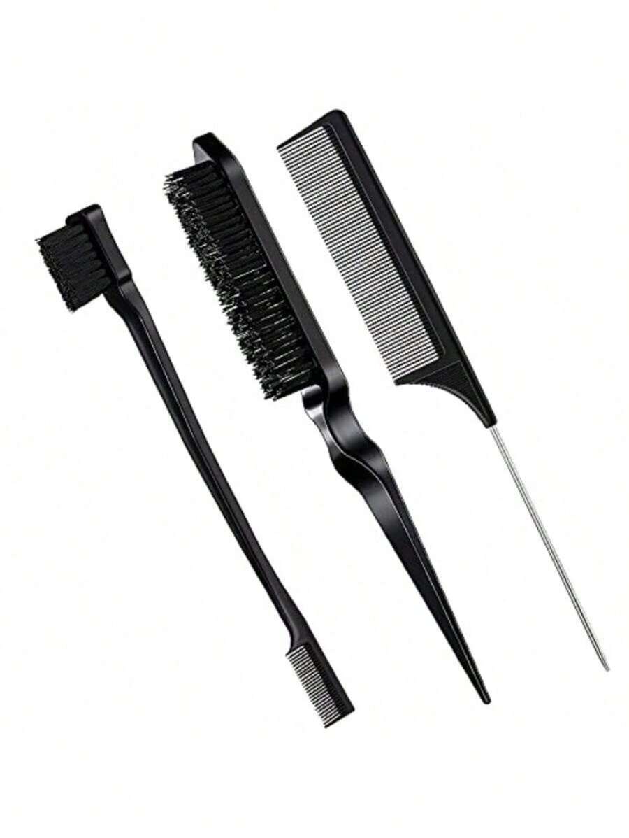 3 Pcs Slick Back Hair Brush Set Edge Control Brush Teasing Comb For Women Girls Men Combing