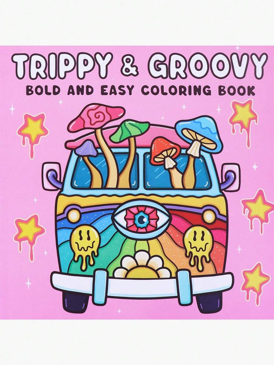 Groovy: Libro para colorear para adultos con diseños de setas, extraterrestres, mundos mágicos e ...