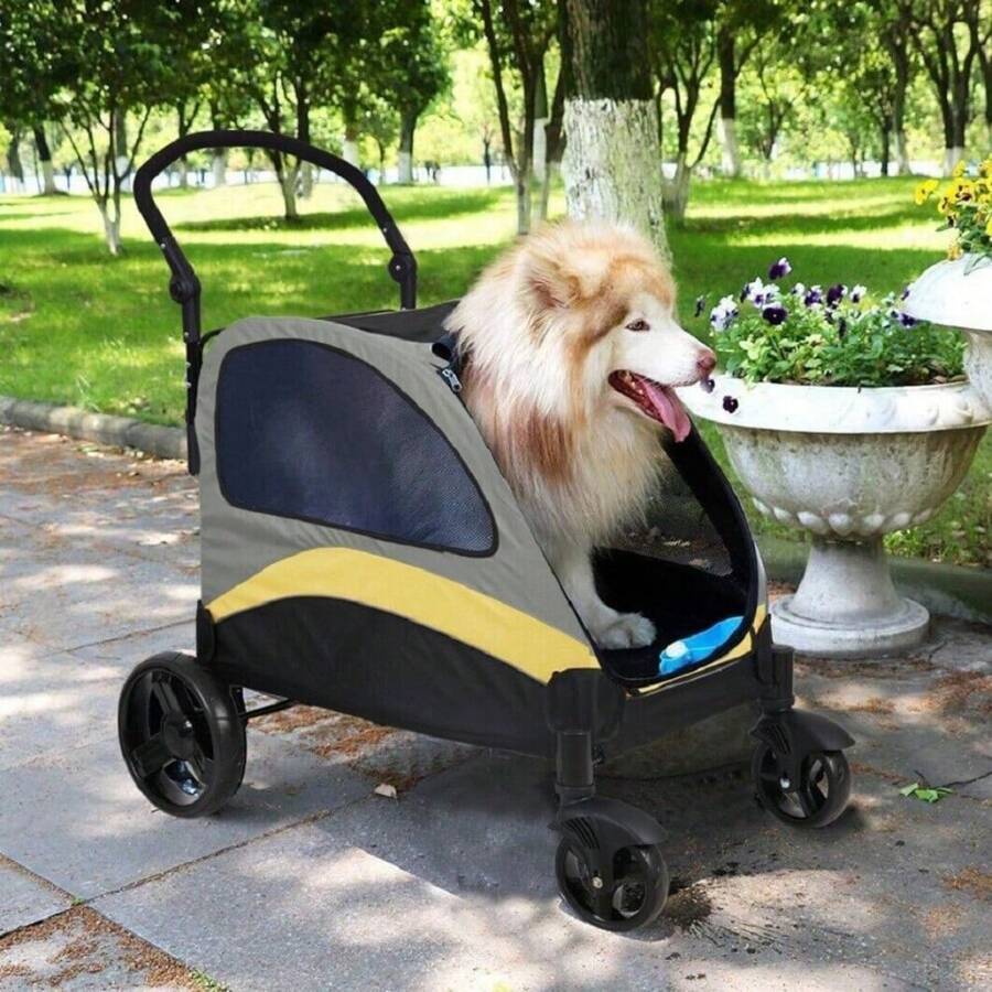 XXL Heavy Duty Dog Stroller Double Door Pet Trolley Carrier Cart ...