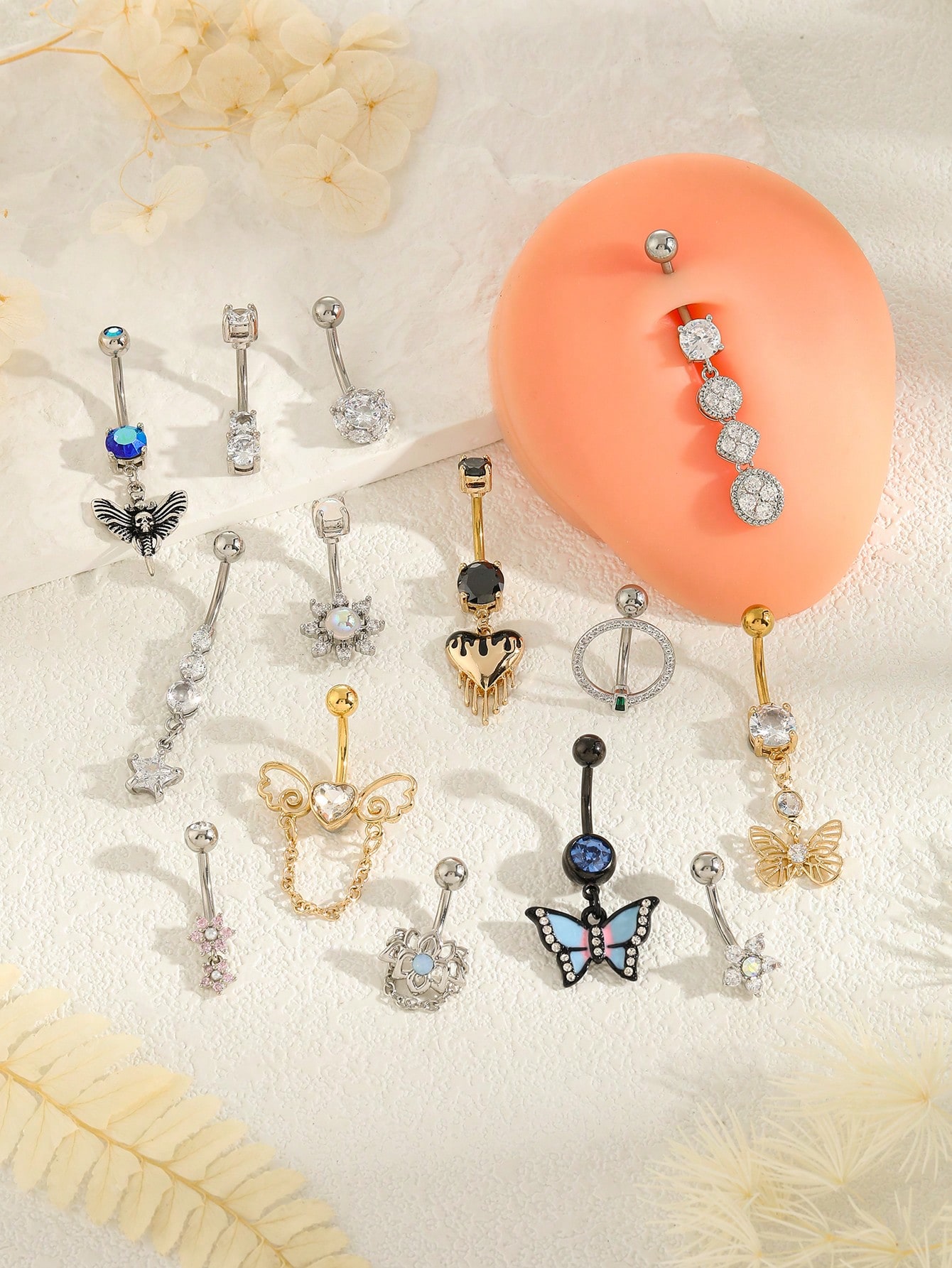 1pc Stainless Steel Barbell Navel Piercing Jewelry, European & American ...