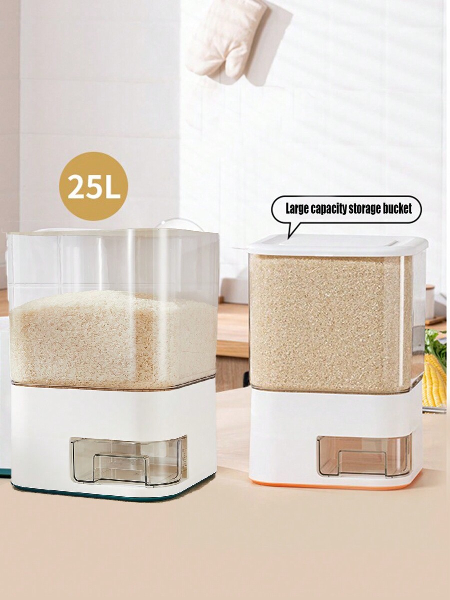 25 LBS Extra Large Airtight Rice Container, Household Grain Storage Bin ...