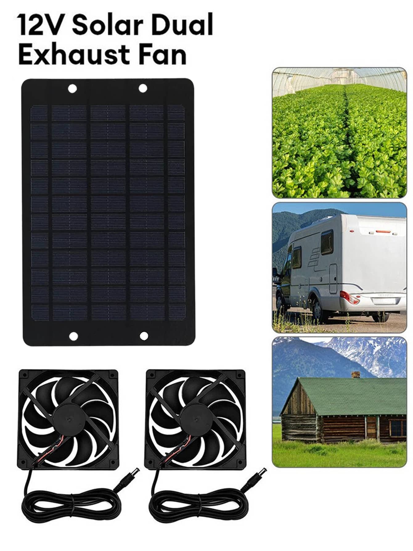 EESBAO 12V Solar Exhaust Fan Outdoor Mini Ventilator 6 Inch Solar Panel ...