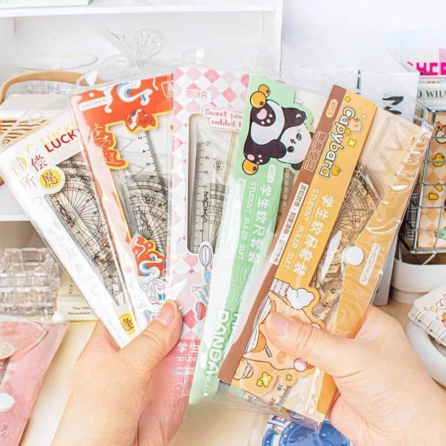 MOKA 4pcs/Set Cartoon Panda Soft Ruler Kit, 20cm Flexible Ruler ...