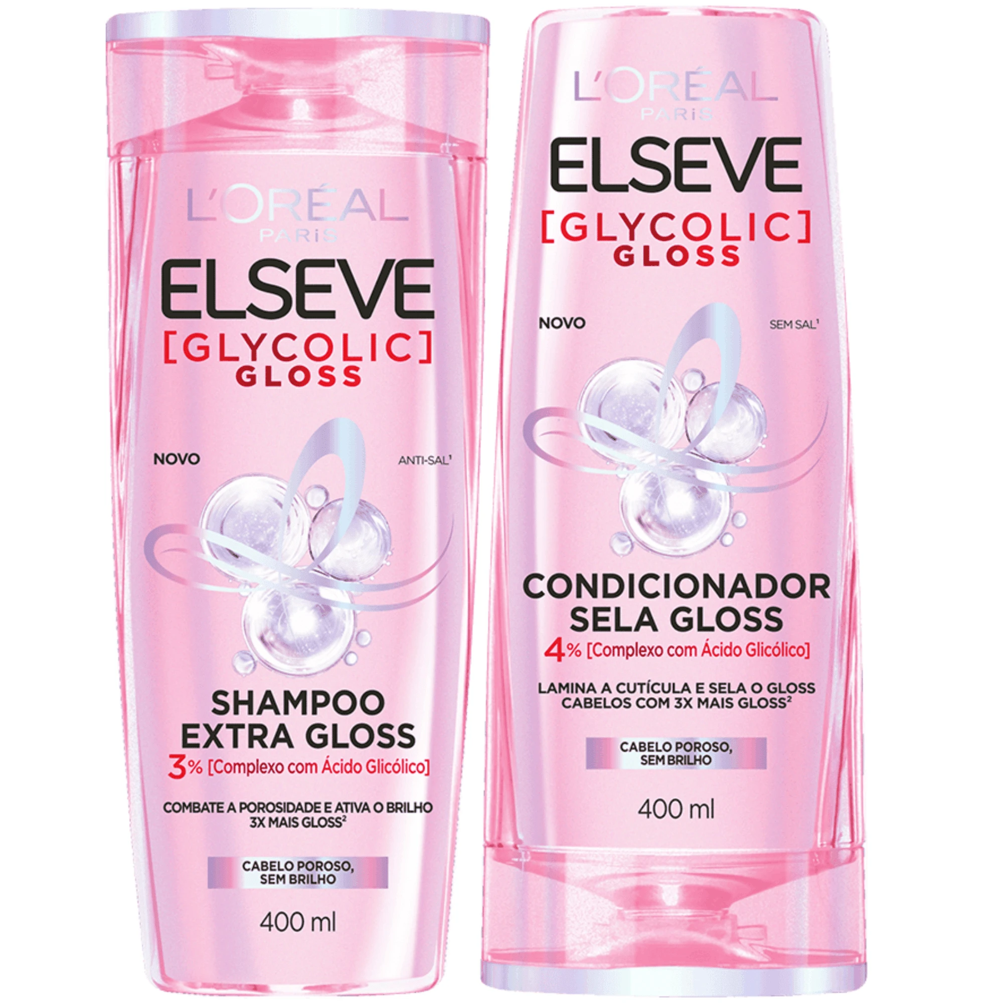 Complete Glycolic Gloss Shampoo Conditioner Kit 400ml Complete Elseve ...