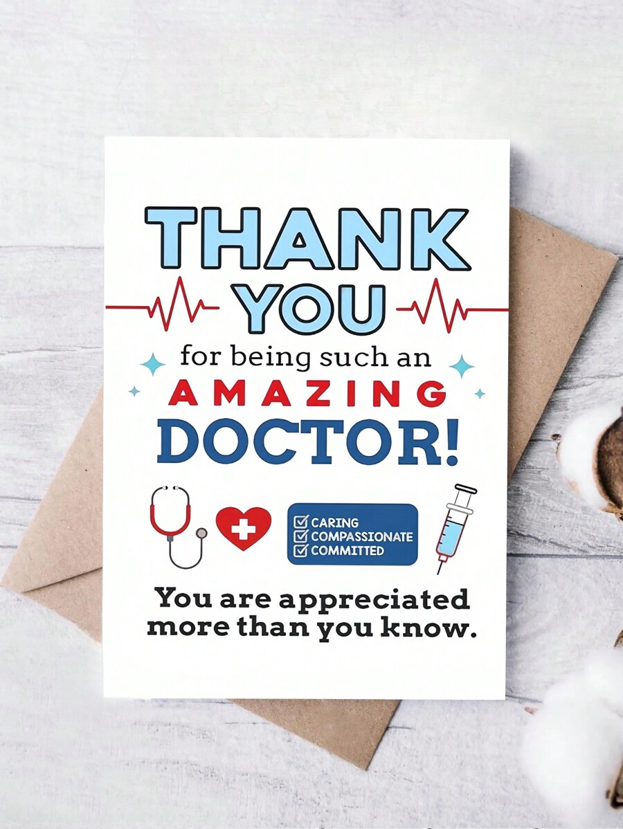 Appreciation Doctor Thank You Card With Envelope - Perfect For Medical ...