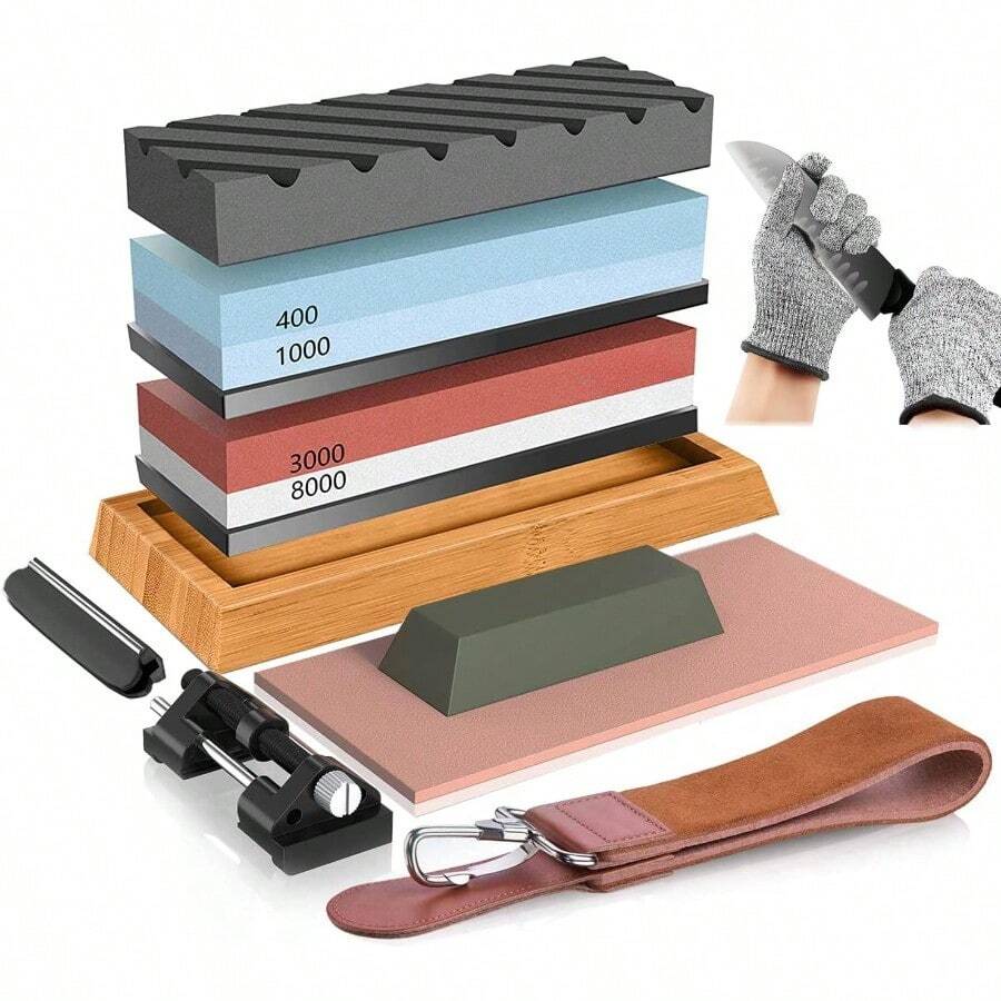 Professional Knife Sharpeners Kit Set With Non-Slip Rubber Base, Angle ...