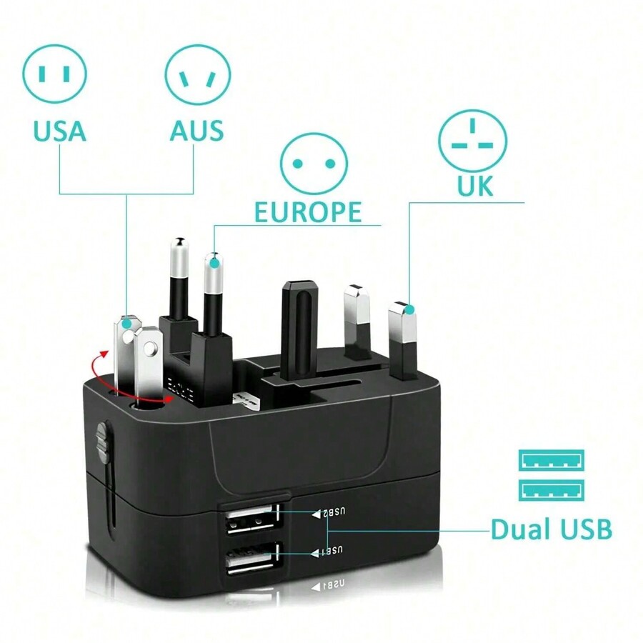 2 peças Adaptador de Viagem Universal Plus+, Compacto e Seguro ...