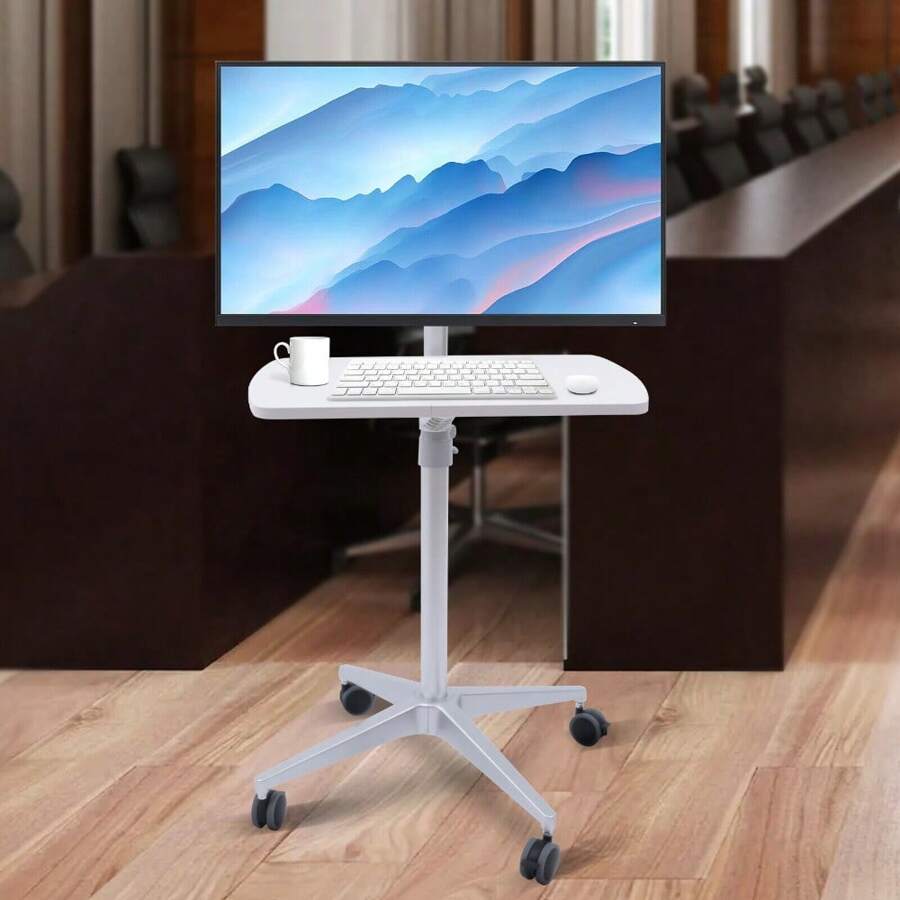 Mobile Computer Stand Desk Bedside Rolling Laptop Table Cart Adjustable ...