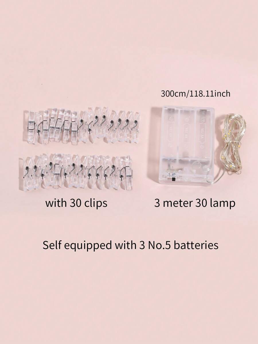 3M 30Pcs Photo Clip String Lights - LED Fairy Lights With 30pcs Clips ...