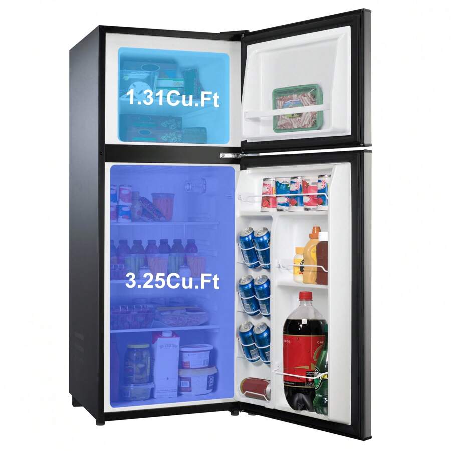 Galanz 4.6. Cu Ft Two Door Mini Refrigerator With Freezer, Stainless ...