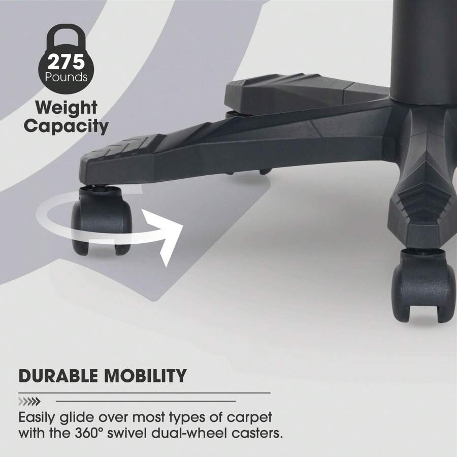 Gamer Gear Gaming Office Chair With Extendable Leg Rest, Black Fabric ...