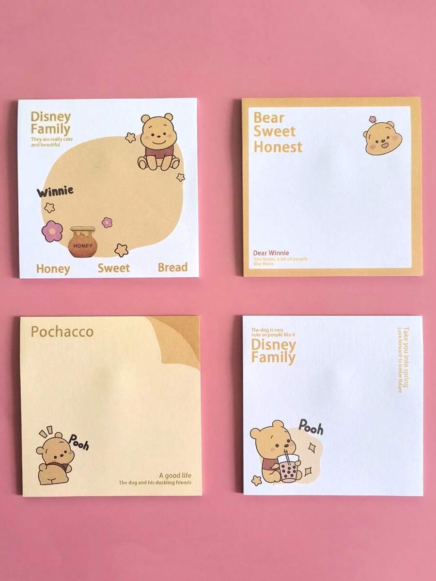 Disney 1set Anime Pooh Bear Sticky Notes Cartoon Cute Pooh Bear School ...