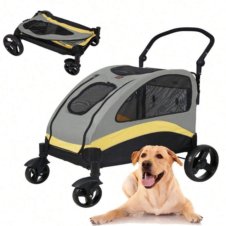 XXL Heavy Duty Dog Stroller Double Door Pet Trolley Carrier Cart ...