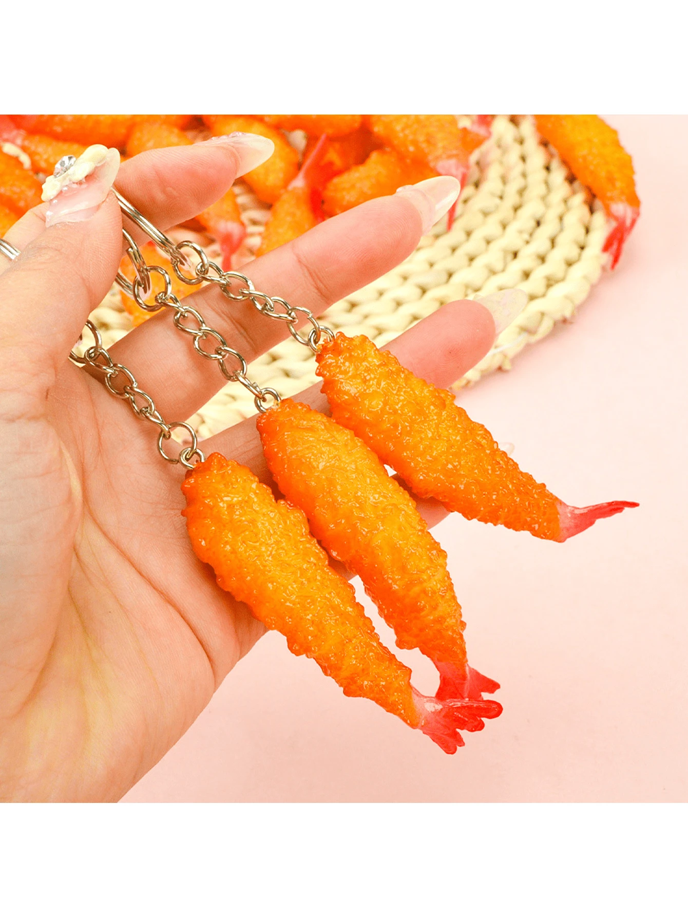 Realistic Fried Shrimp Food Model Toy, Creative Culinary Simulation Key ...
