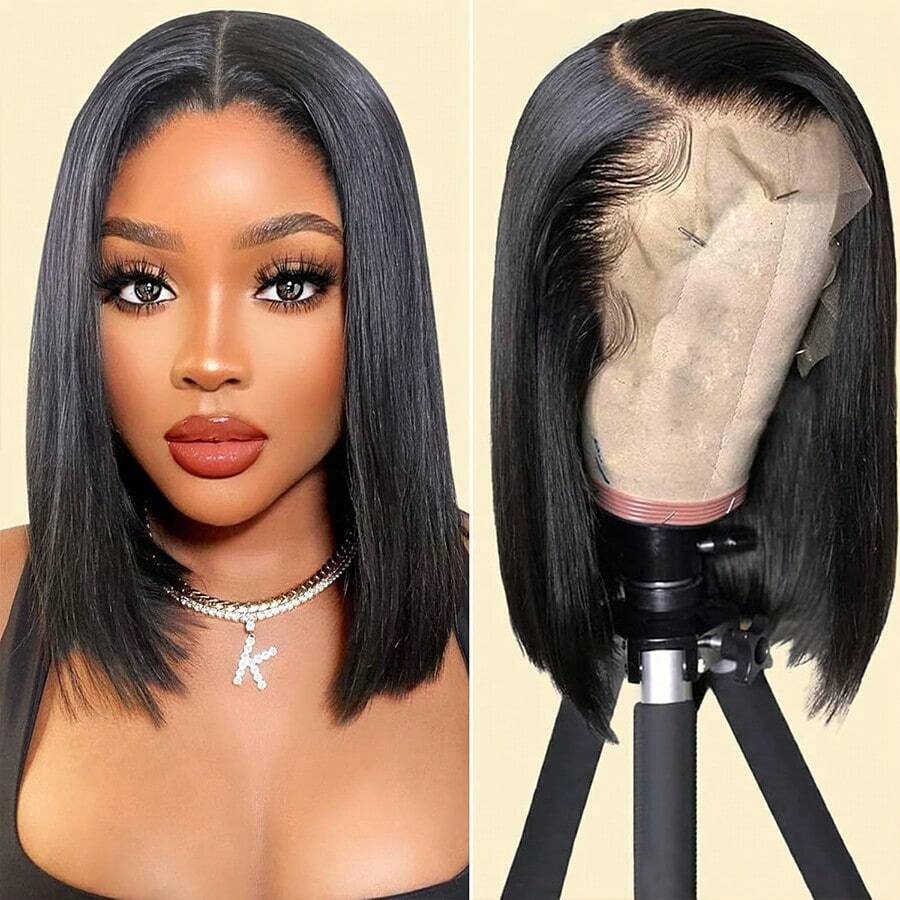 PAZAT Bob Wig Human Hair 13x4 Frontal Lace Wig Human Hair 180 Density ...