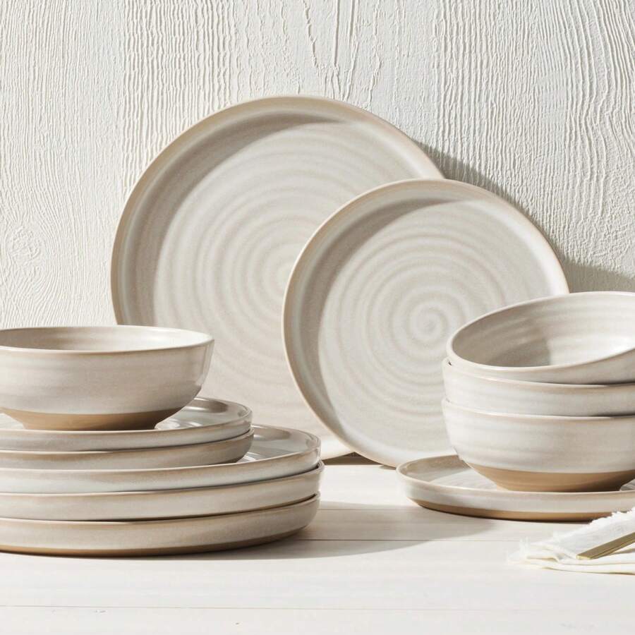 Cream Stoneware 12-Piece Dinnerware Set | SHEIN USA