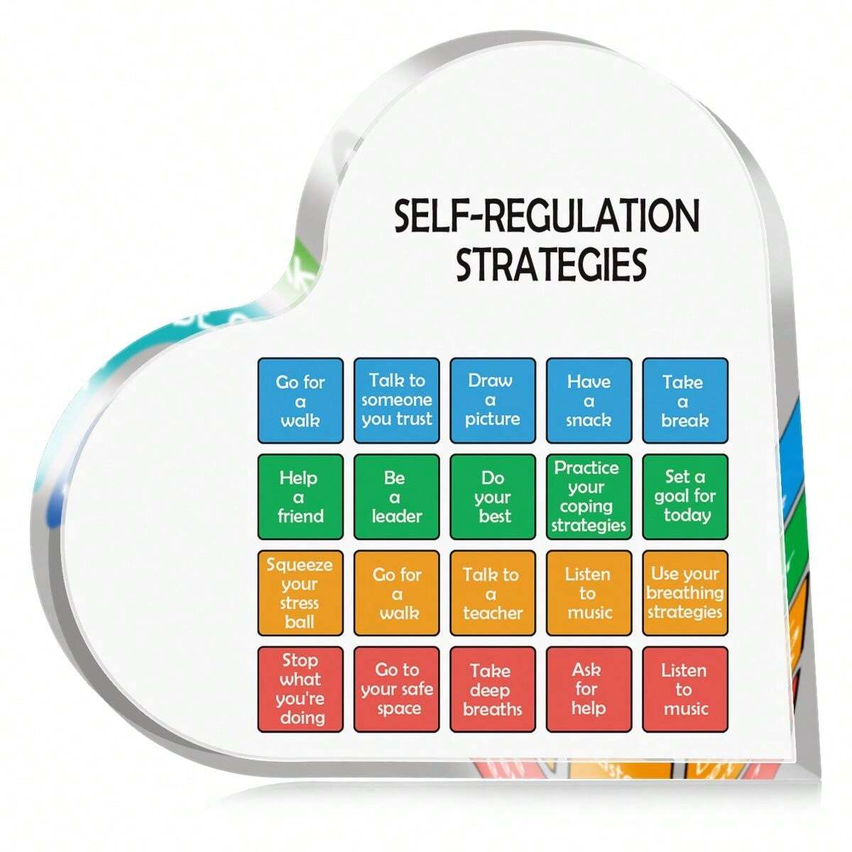 1pc Self-Regulation Strategies Acrylic Heart Plaque, Anxiety Relief ...