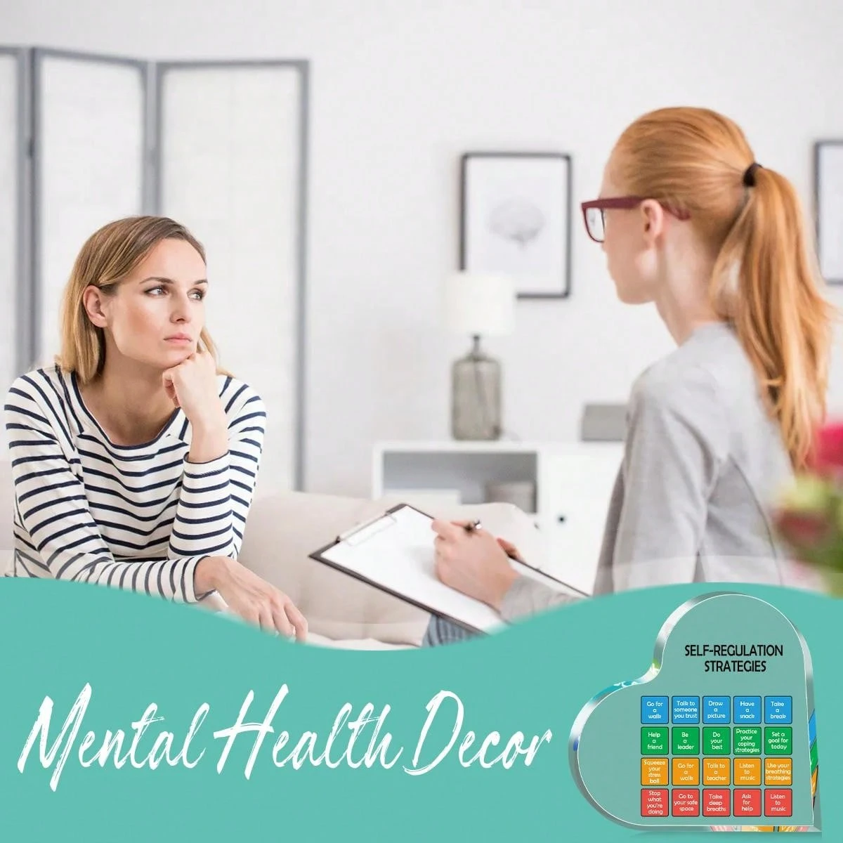 1pc Self-Regulation Strategies Acrylic Heart Plaque, Anxiety Relief ...