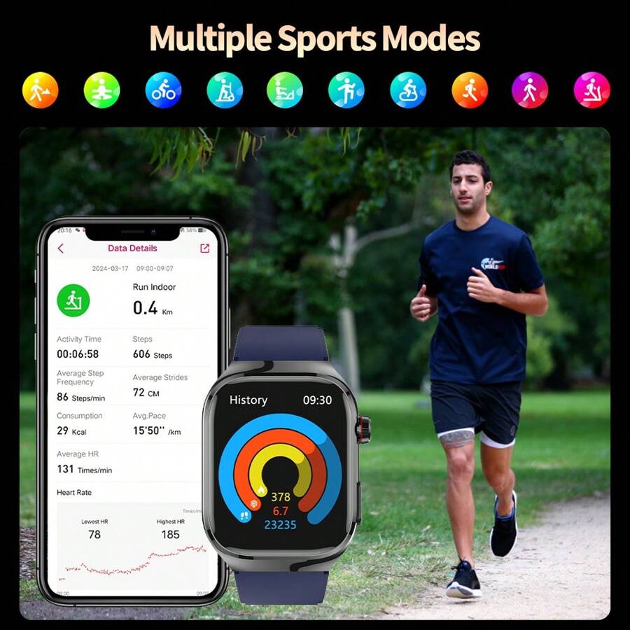 Novo Smartwatch 2024 de 2,04 polegadas com Tela AMOLED HD, Exame Físico ...