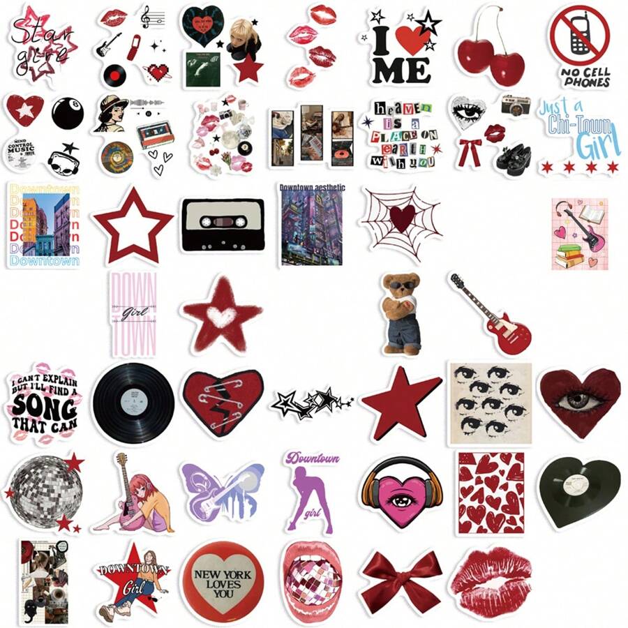 50Pcs Y2k Downtown Girls Stickers | Vinyl Aesthetics Stickers For ...