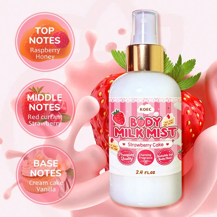 KOEC Strawberry Cake Body&Hair Fragrance Mist,Long Lasting Travel Size ...
