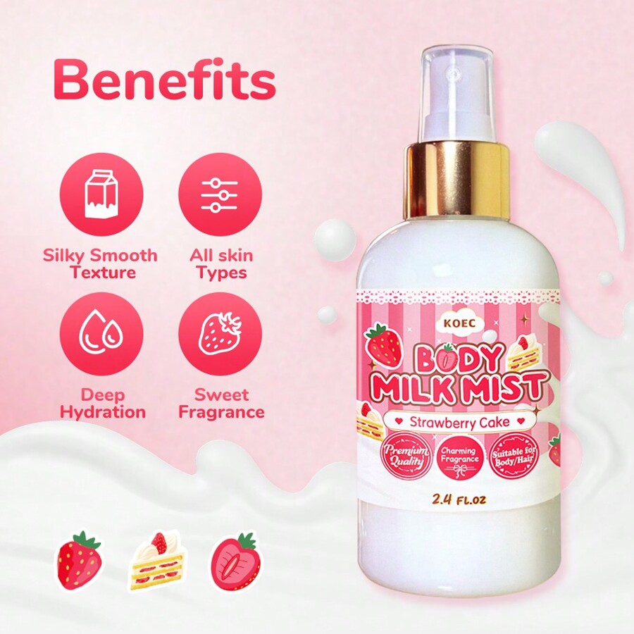 KOEC Strawberry Cake Body&Hair Fragrance Mist,Long Lasting Travel Size ...