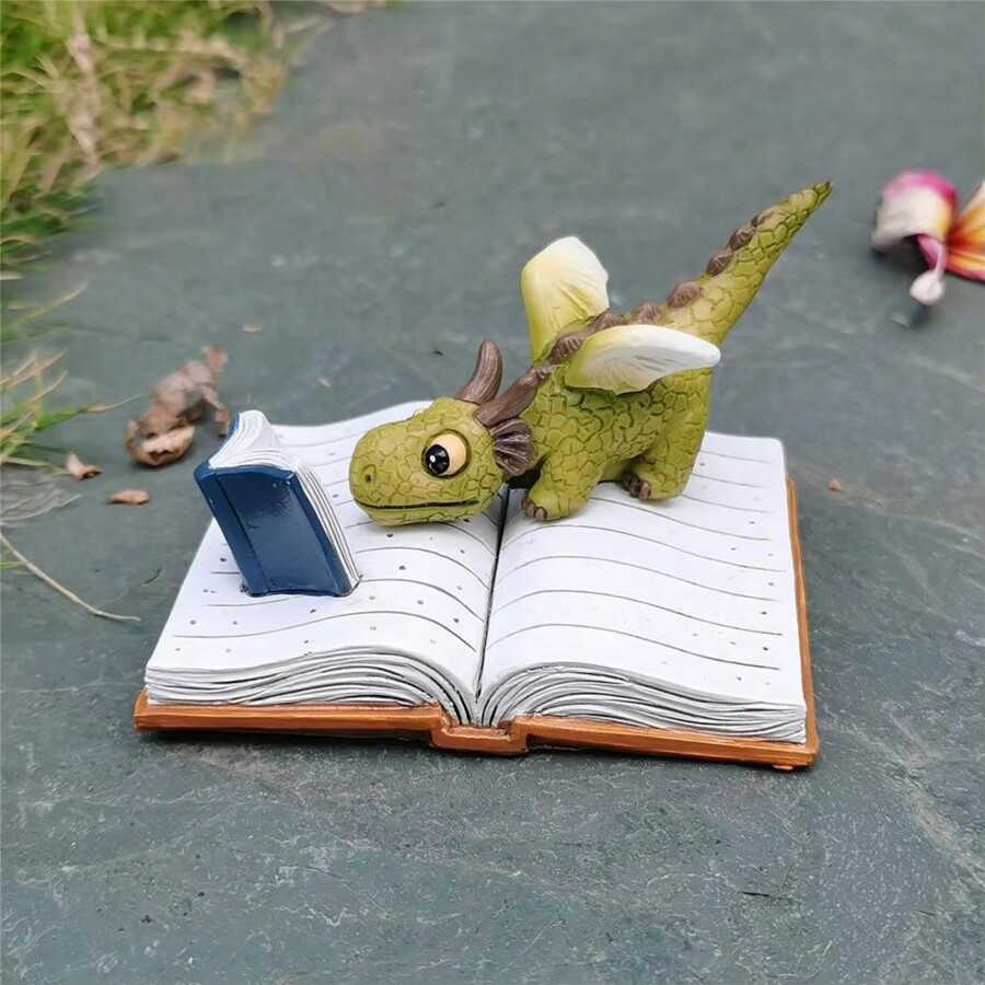Top Collection Miniature Fairy Garden And Terrarium Mini Dragon Reading ...