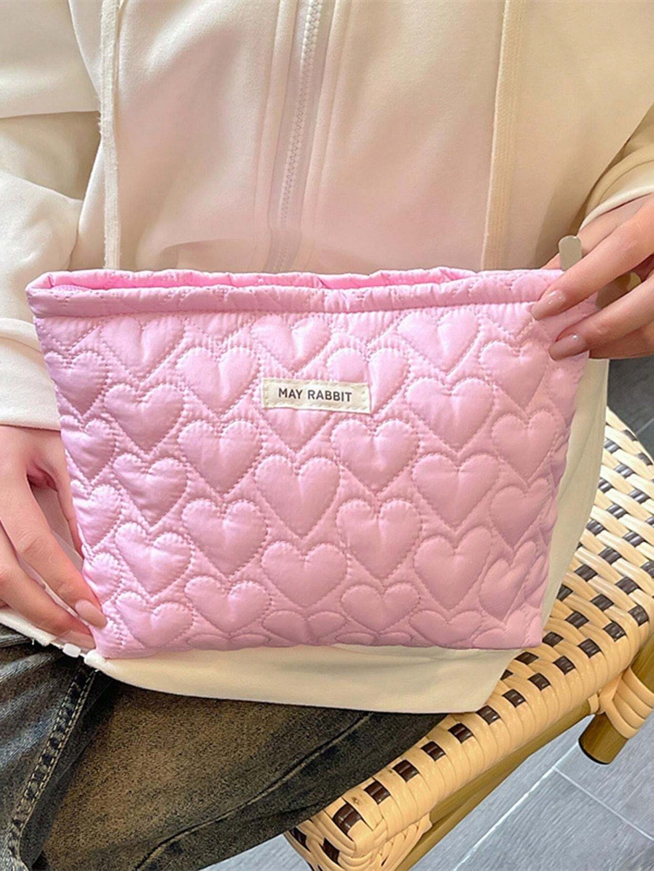 1pc Storage Bag Heart Shape Cosmetic Bag Cute Wash Up Portable Cloth ...