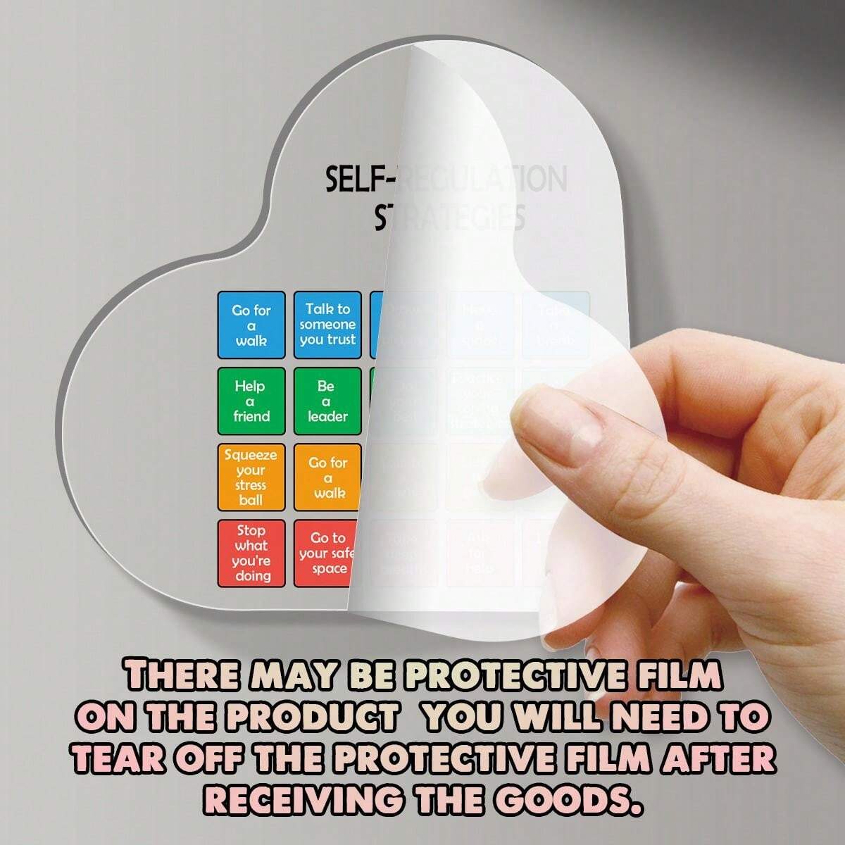 1pc Self-Regulation Strategies Acrylic Heart Plaque, Anxiety Relief ...