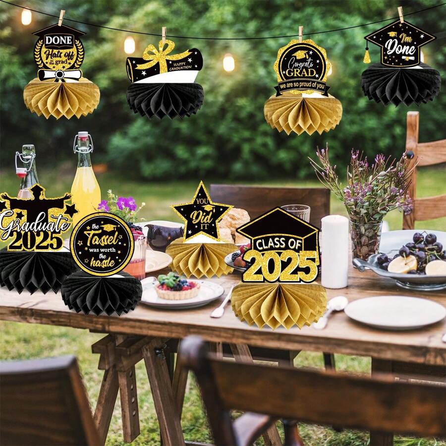 Graduation Party Decorations Black Gold Class Of 2025 Graduation Party ...