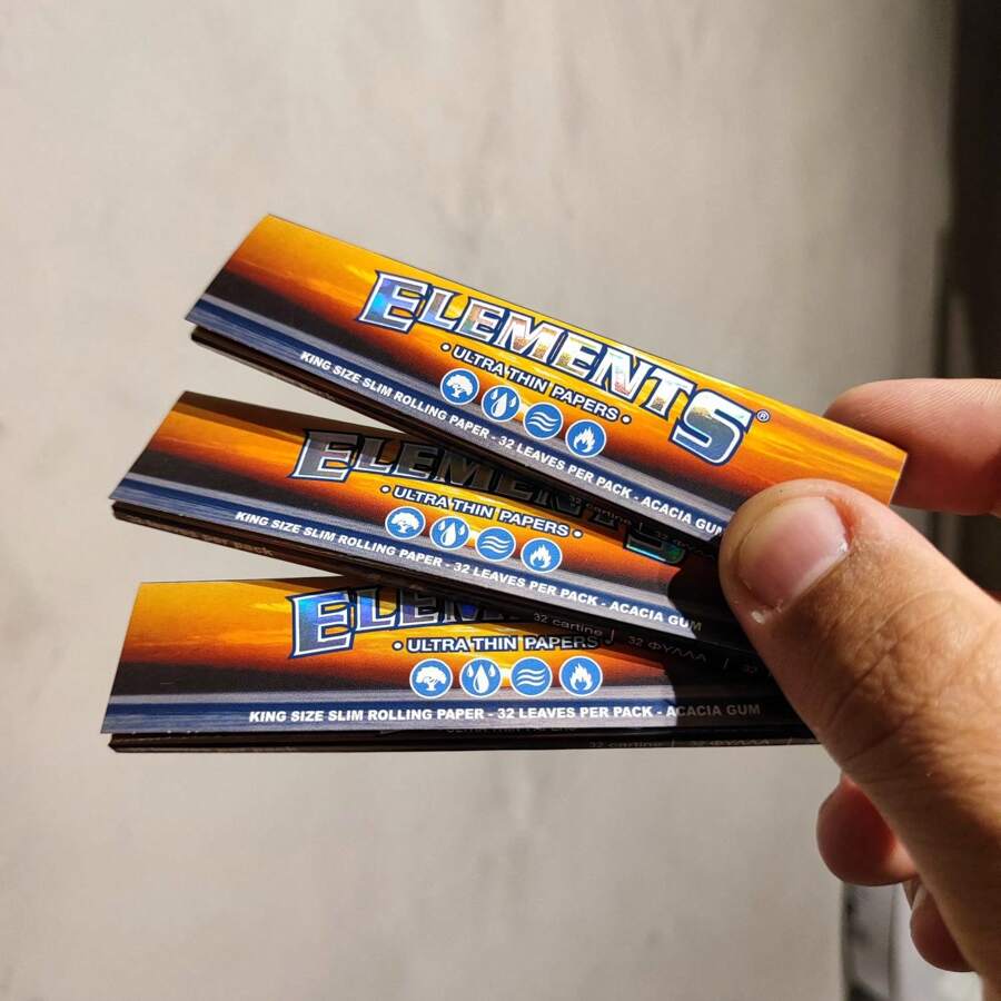 Elements King Size Cigarette Paper Premium Rice Paper 3 Booklet Kit ...